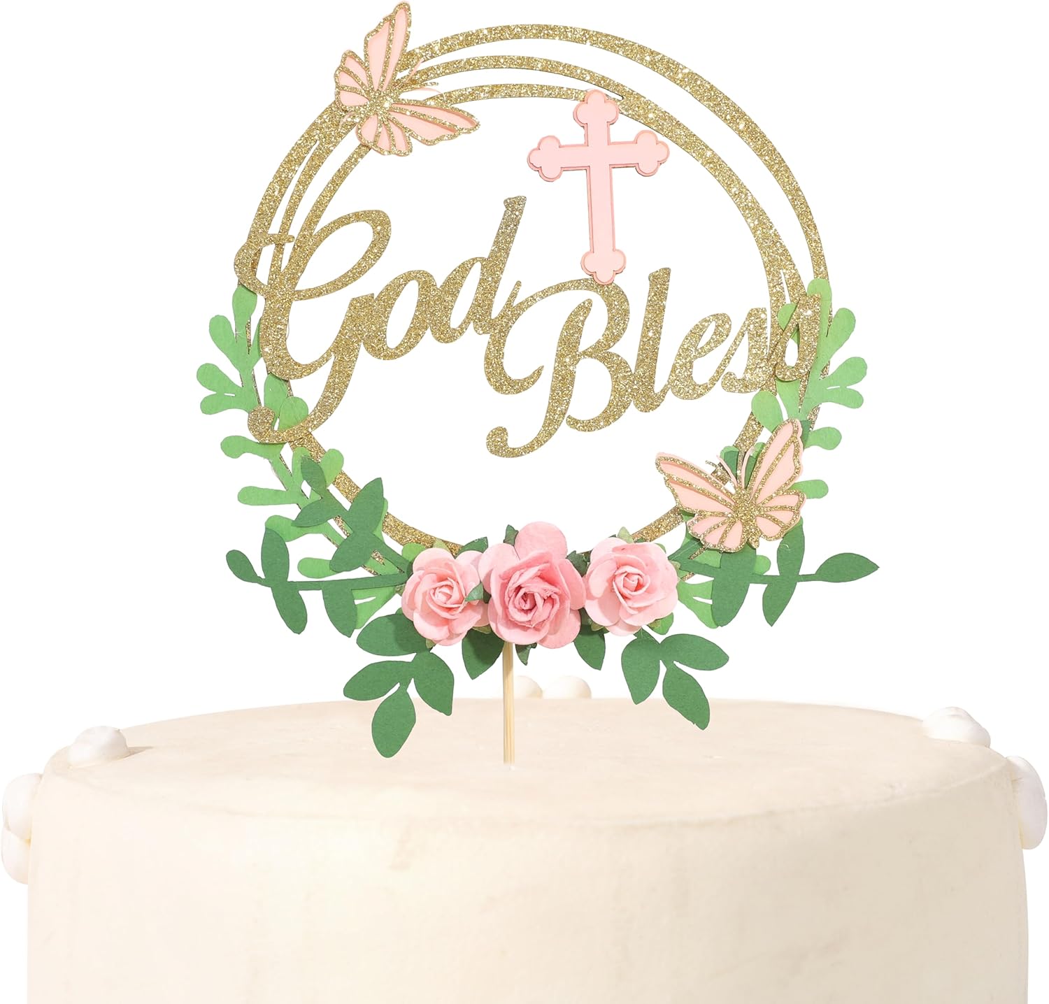 Amazon.com: God Bless Cake Topper for Birthday Decorations - Butterfly ...
