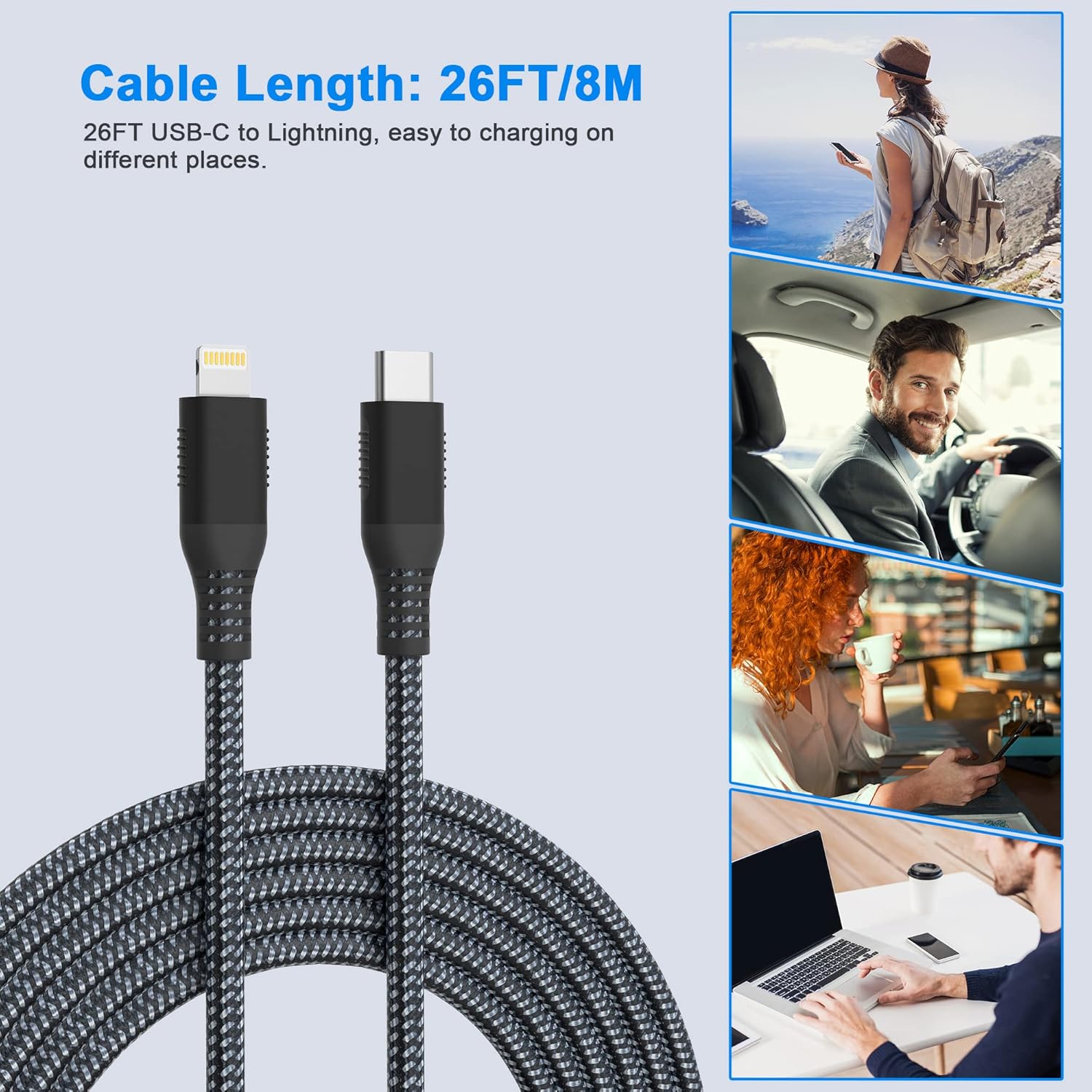 Buy Arkidyn Extra Long iPhone 13 Charger Cable 26Ft/8M USB-C to ...