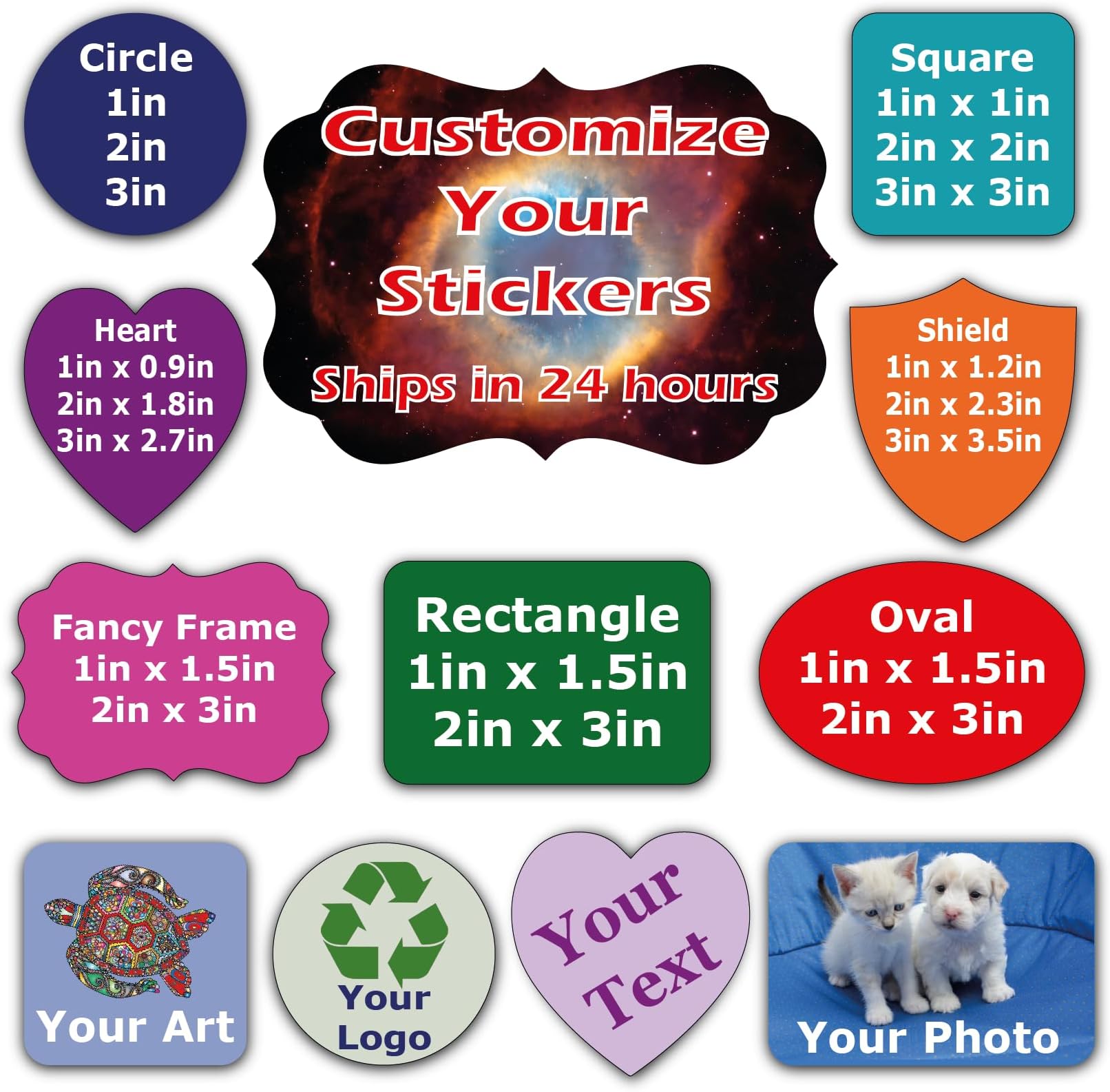 Amazon.com: 75, 1"x1.5" Oval, Custom Stickers Labels. Add Logo, Photo ...