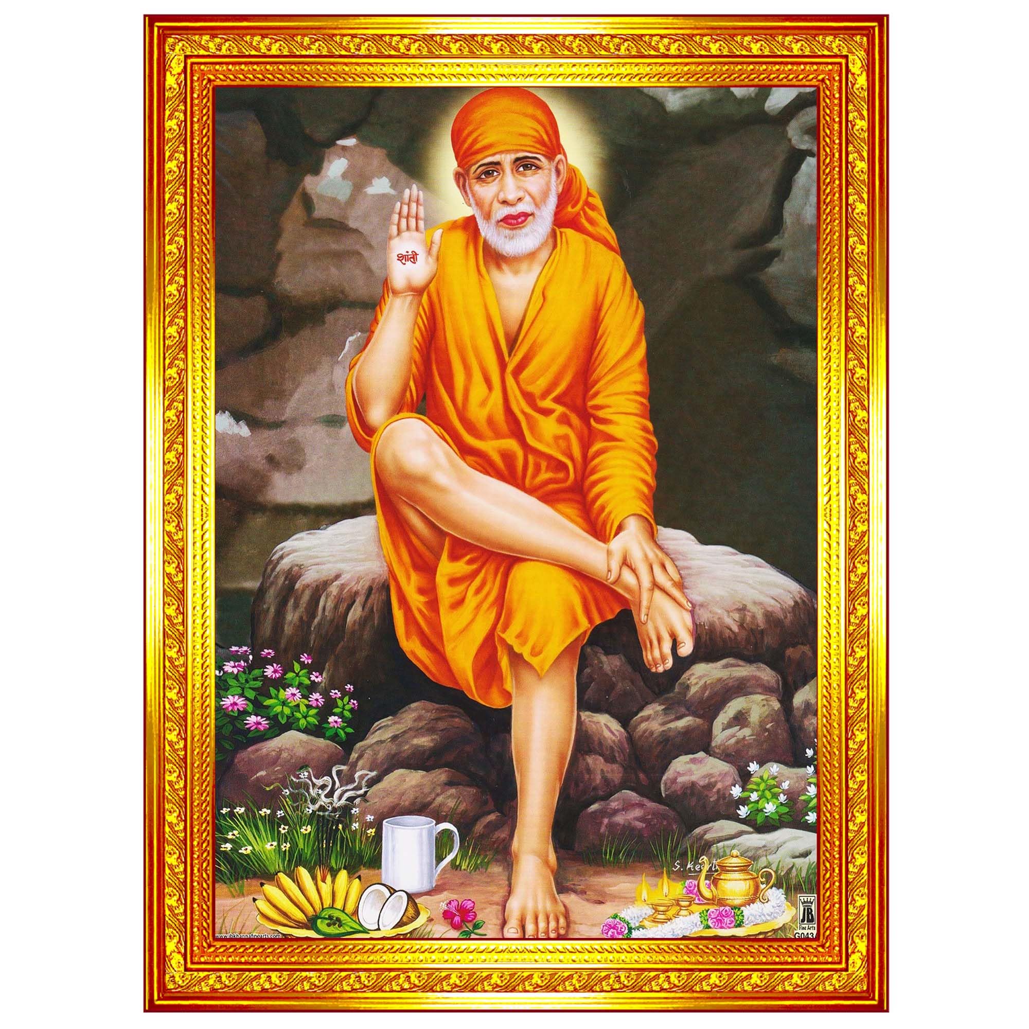 Buy Pavan Photo Laminations Saibaba Sai Baba Shirdi Sainath Wall Painting Framed Home Decor ...