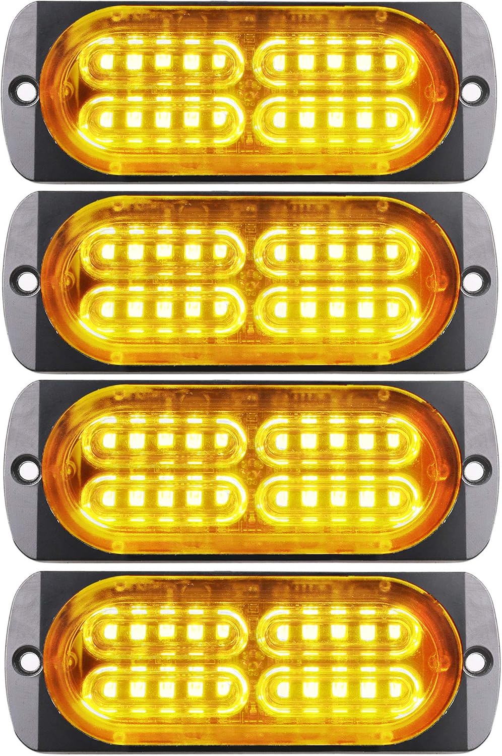 Primelux 4-pack Amber 4.4-inch 20 LED Ultra Slim Strobe LED Lighthead ...