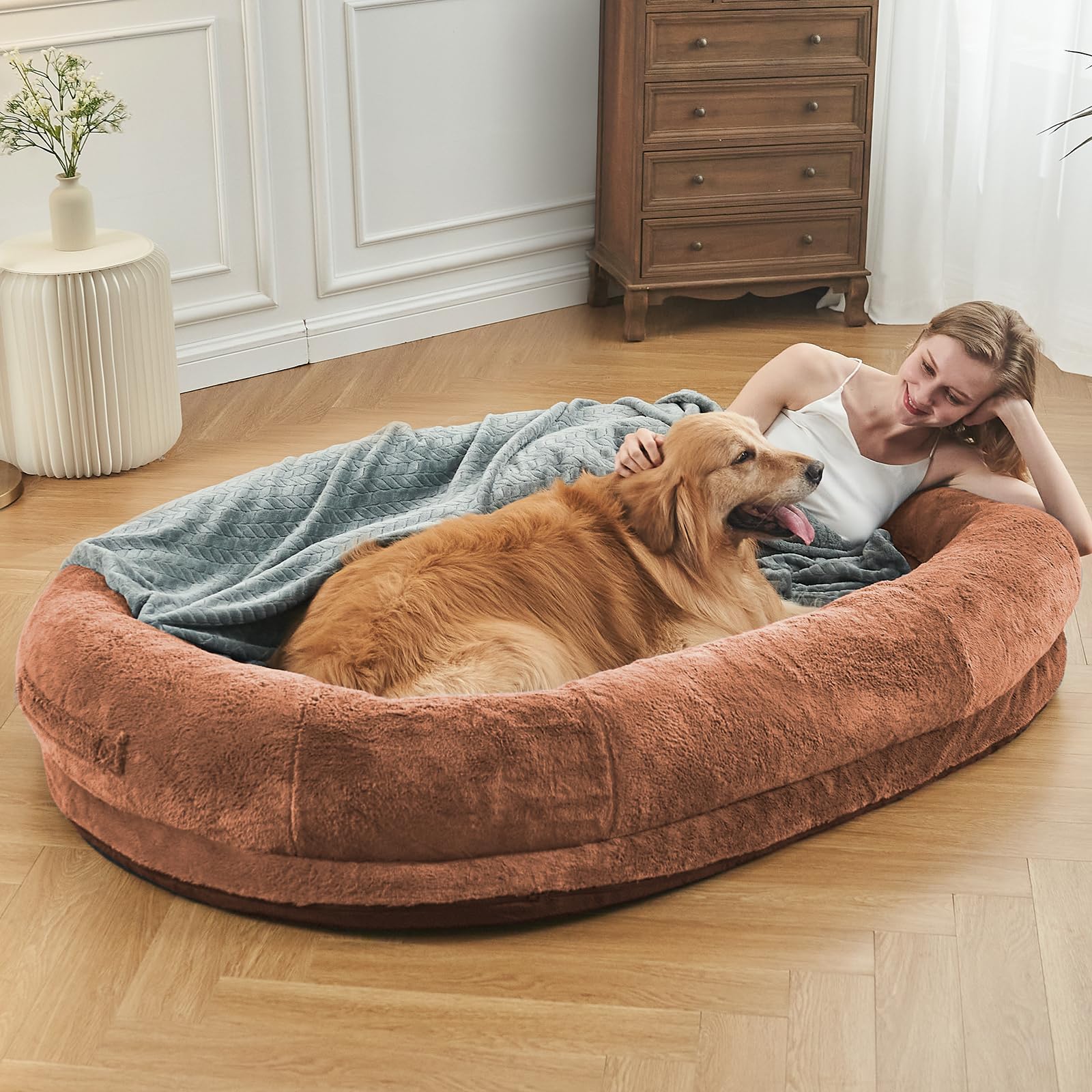 Amazon.com : ANWA Large Human Dog bed (71"x45"x12"), Luxury Fur Human ...