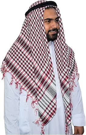 Shemagh Scarf Arafat ( Red x White ) + Igal Agal ( Black ) Set Arabian ...