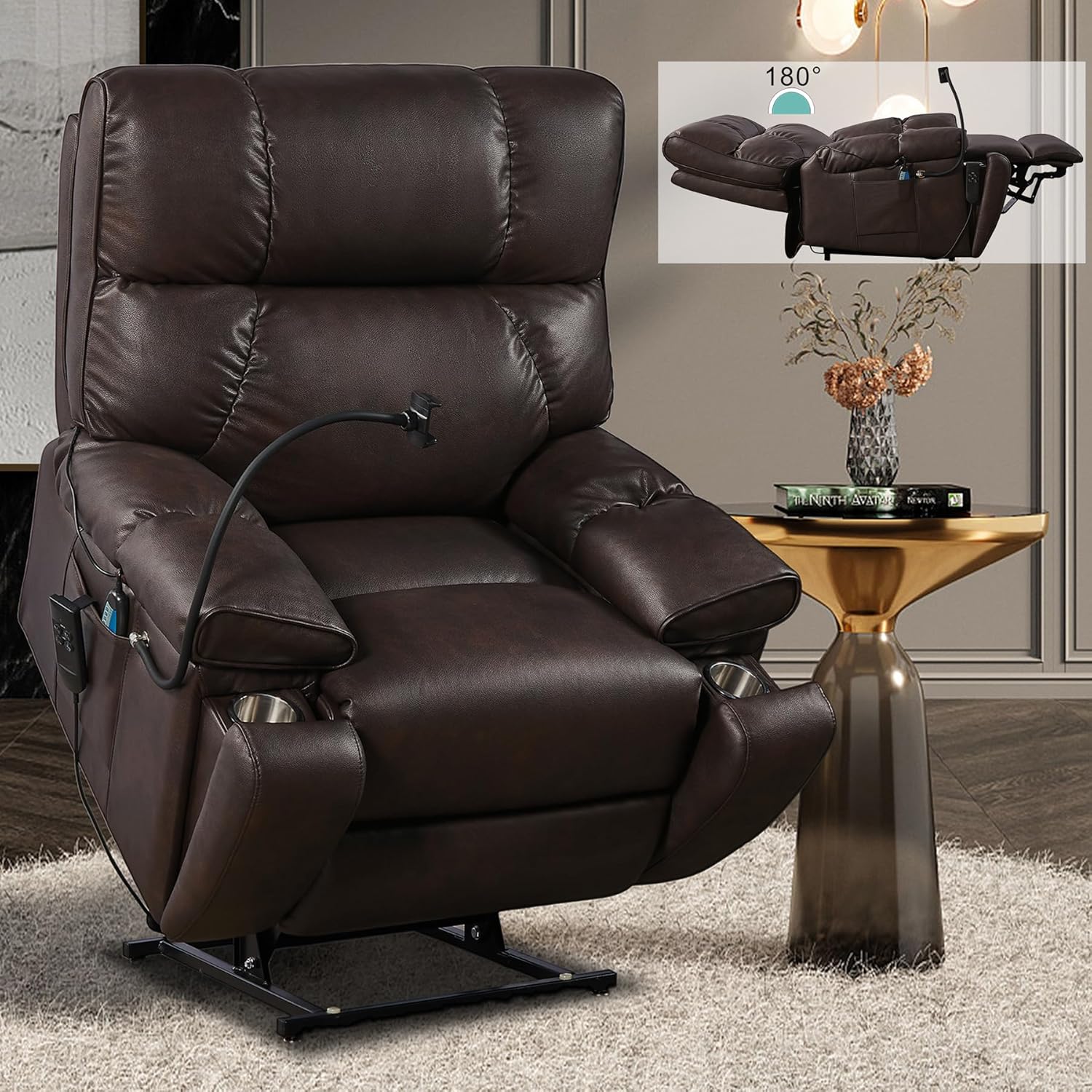 Amazon.com: Plococo Lay Flat Power Lift Recliner Chair with Hidden Cup ...