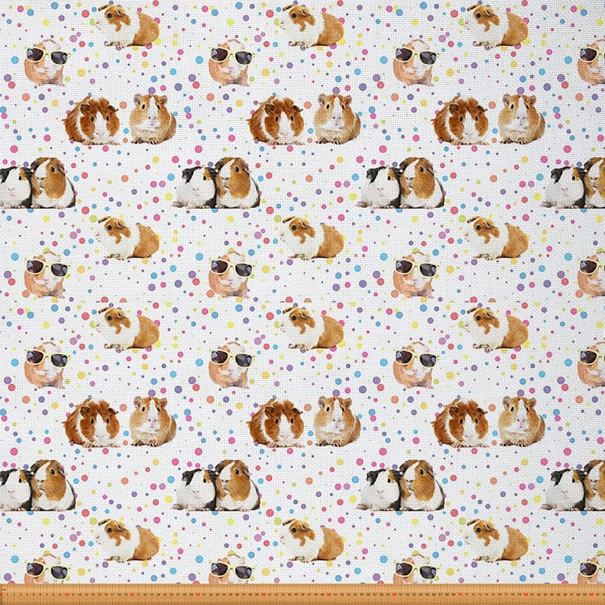 Guinea Pig Upholstery Fabric by The Yard Cute Cavy Colorful Polka Dots ...