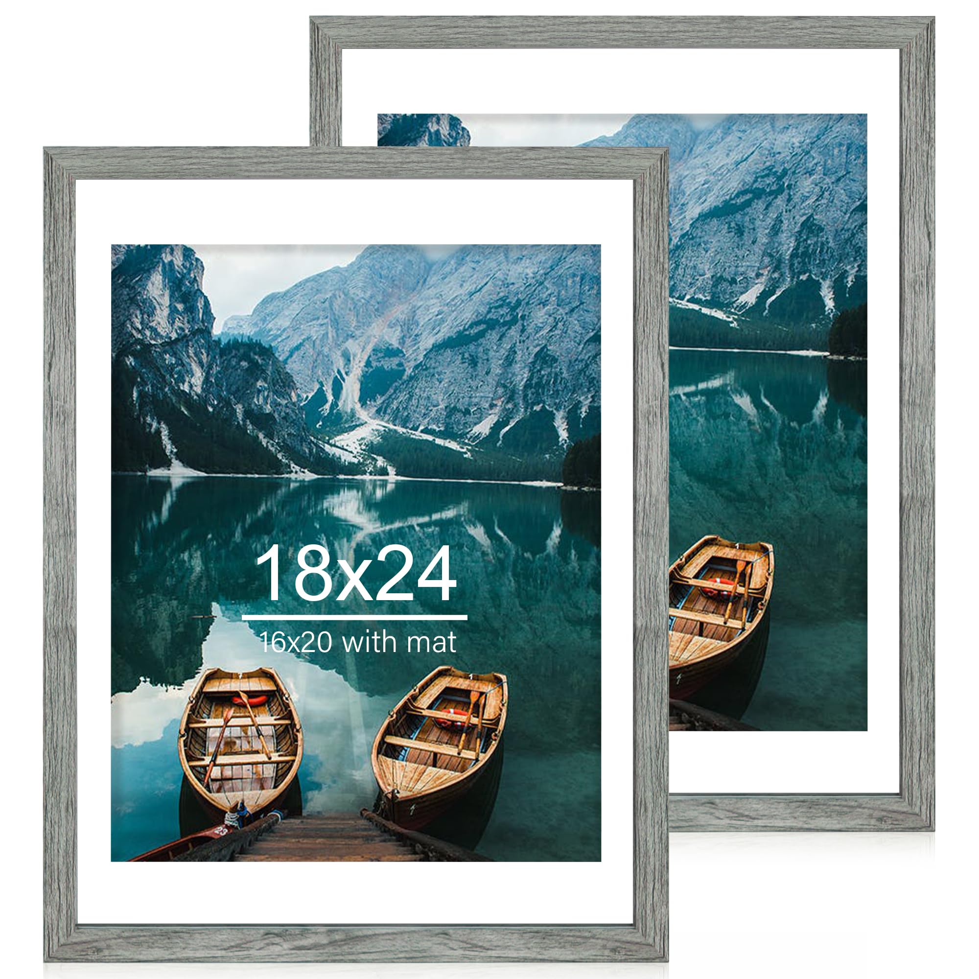 Amazon.com - Hongkee 18x24 Frame Set of 2, Rustic Grey Wood Style ...