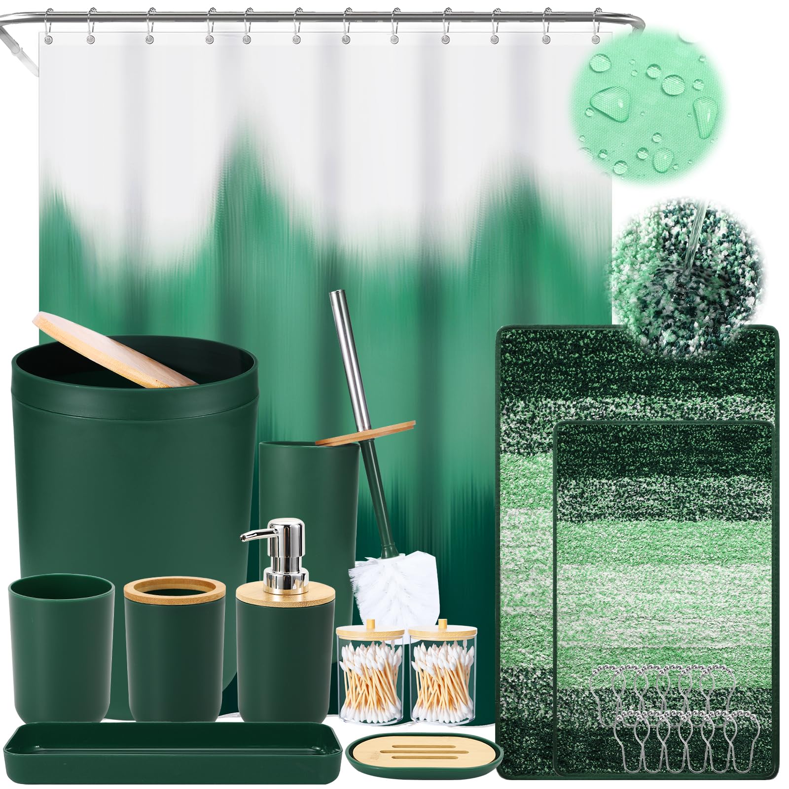 Amazon.com: iMucci Bathroom Accessories Dark Green Bathroom Sets with ...