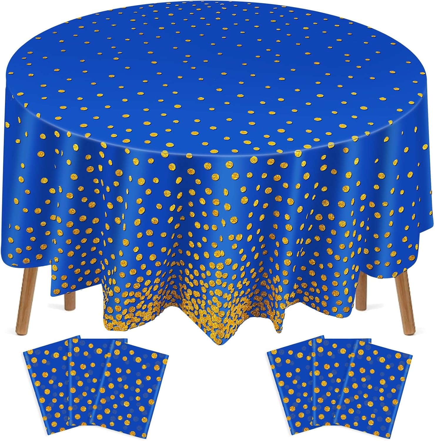 Amazon.com: Newwiee 6 Pcs Round Dot Tablecloth 84 Inch Plastic Table ...