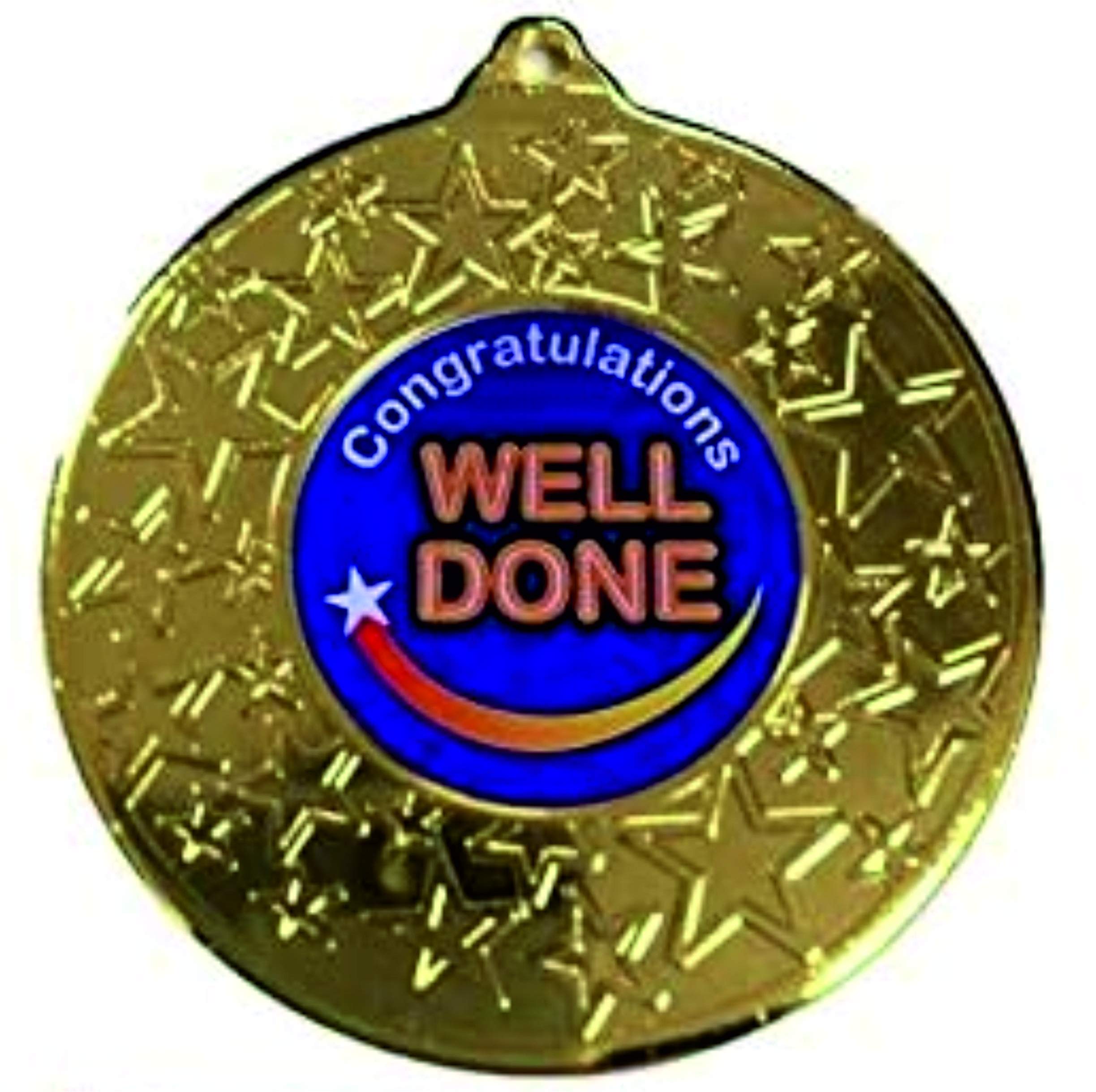 Troshowltd Gold Congratulations Well Done Medals With Ribbons Pack 10 ...