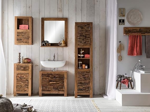 Woodkings® Badmöbel Set Matay Holz Akazie massiv Bad rustikal ...