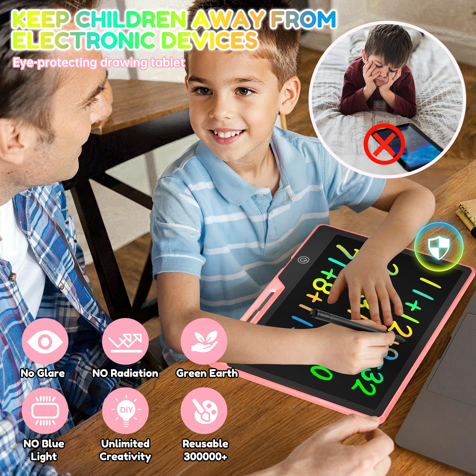 POPERFUN 13 Inch Pink LCD Writing Tablet with Lock for Adult Kids ...