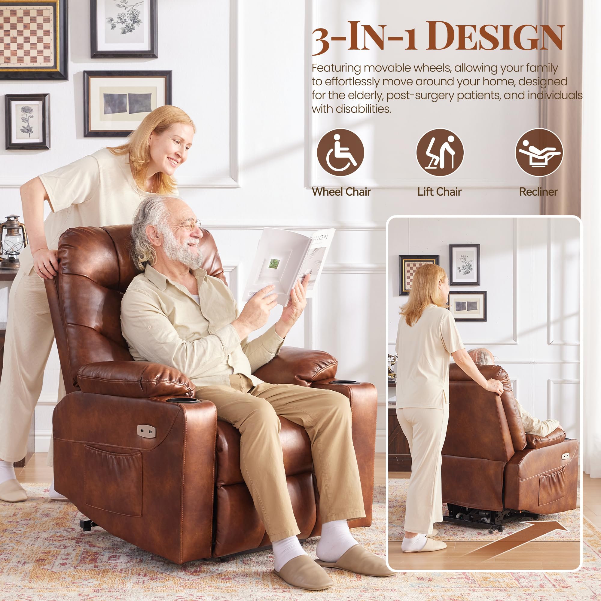 Movable Power Lift Chairs Recliner for Elderly with Dual Motor Infinity ...