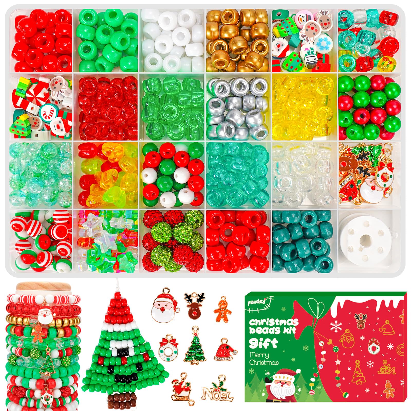 Amazon.com: Christmas Pony Beads for Bracelet Making Kit with Christmas ...