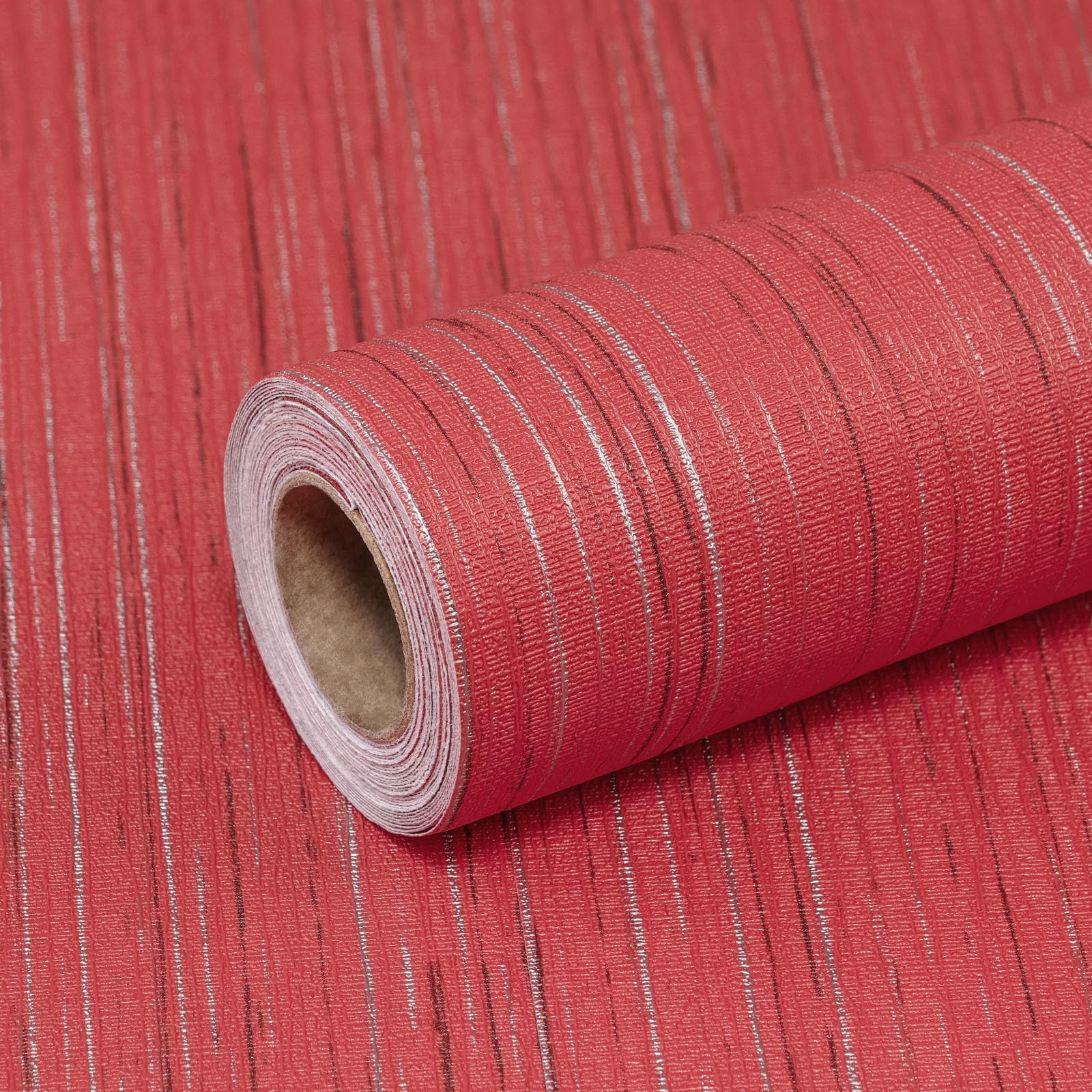 Qianglive Red Grasscloth Wallpaper Peel and Stick Wallpaper Texture Contact Paper 15.7"x120 ...