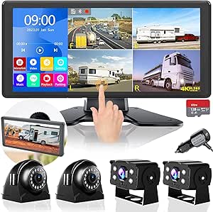 Amazon.com: 4K RV Backup Camera System 10.36" Quad Split Touch Screen ...