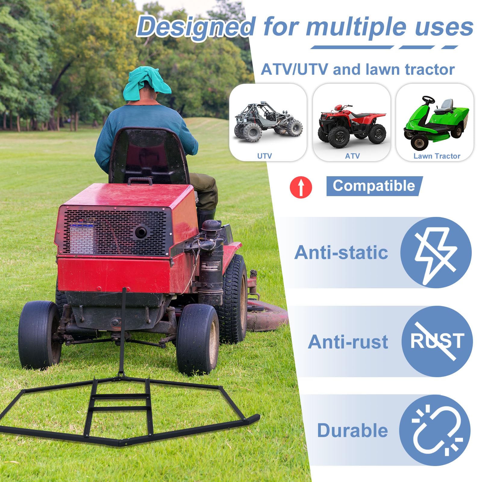 Snapklik.com : Datanly Driveway Drag Harrow 74" Width 39" Length Tow ...