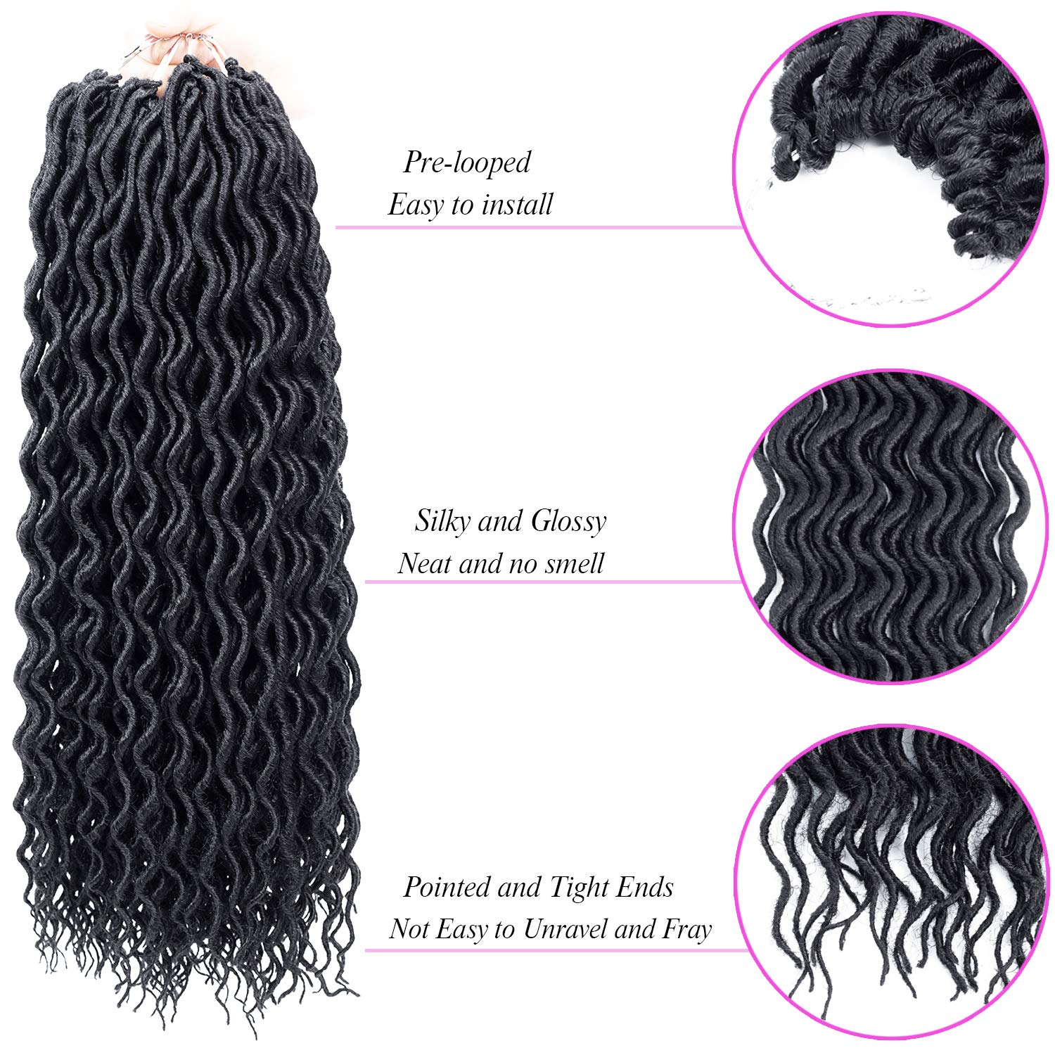 6 Packs Faux Locs Crochet Hair Goddess Locs Crochet Braids Curly Faux ...