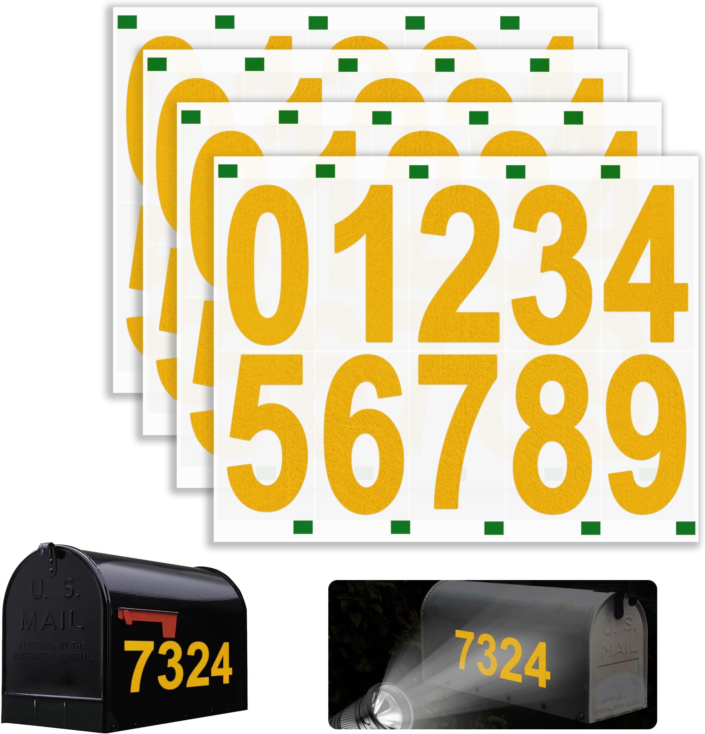 Amazon.com: HIQU and HIST Reflective Mailbox Numbers, 4 Sets Large 0-9 ...