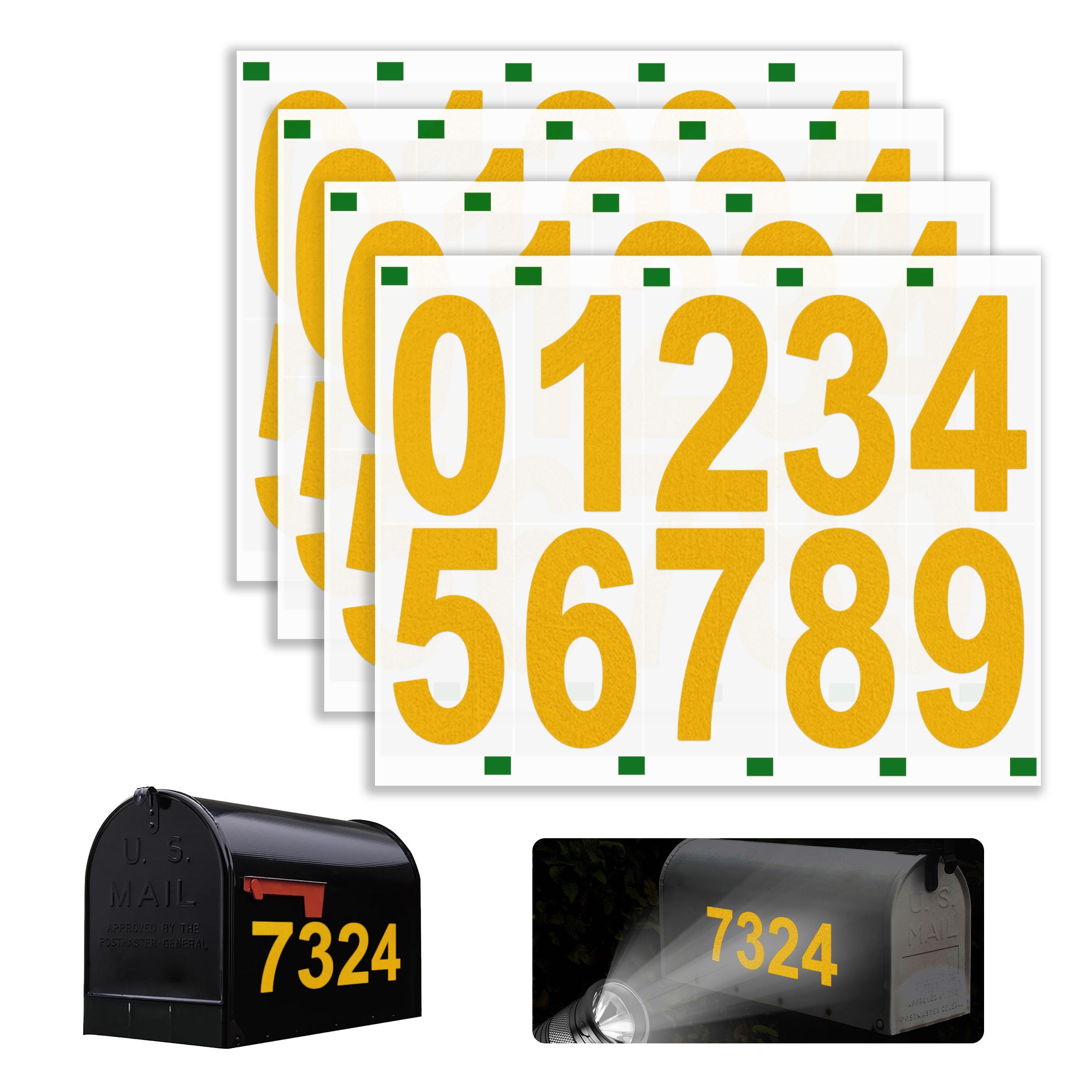 Amazon.com: HIQU and HIST Reflective Mailbox Numbers, 4 Sets Large 0-9 ...