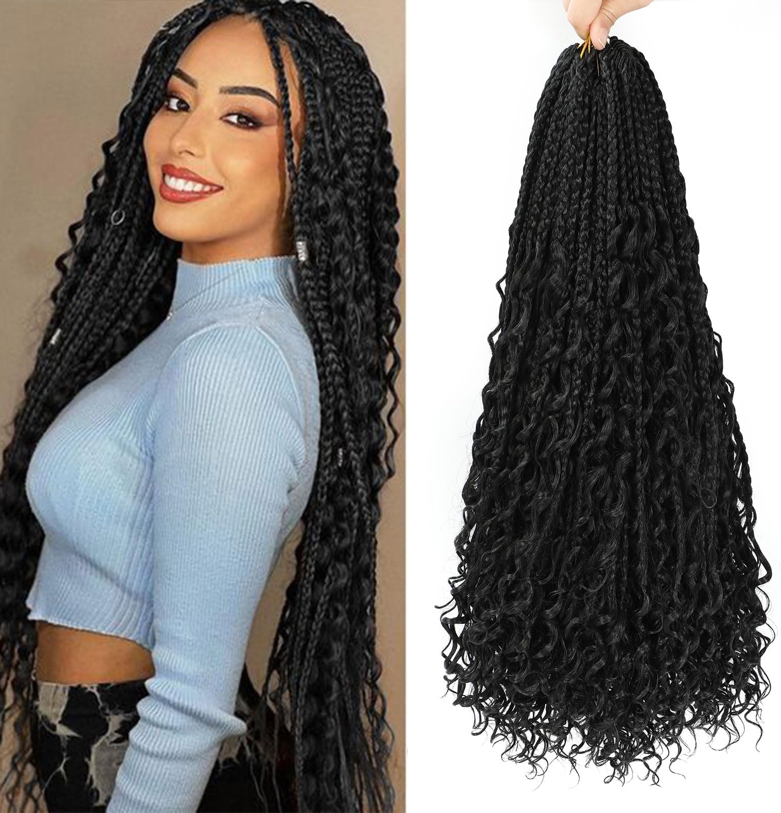 Amazon.com : French Curl Crochet Braids 12 Inch Goddess Box Braids ...