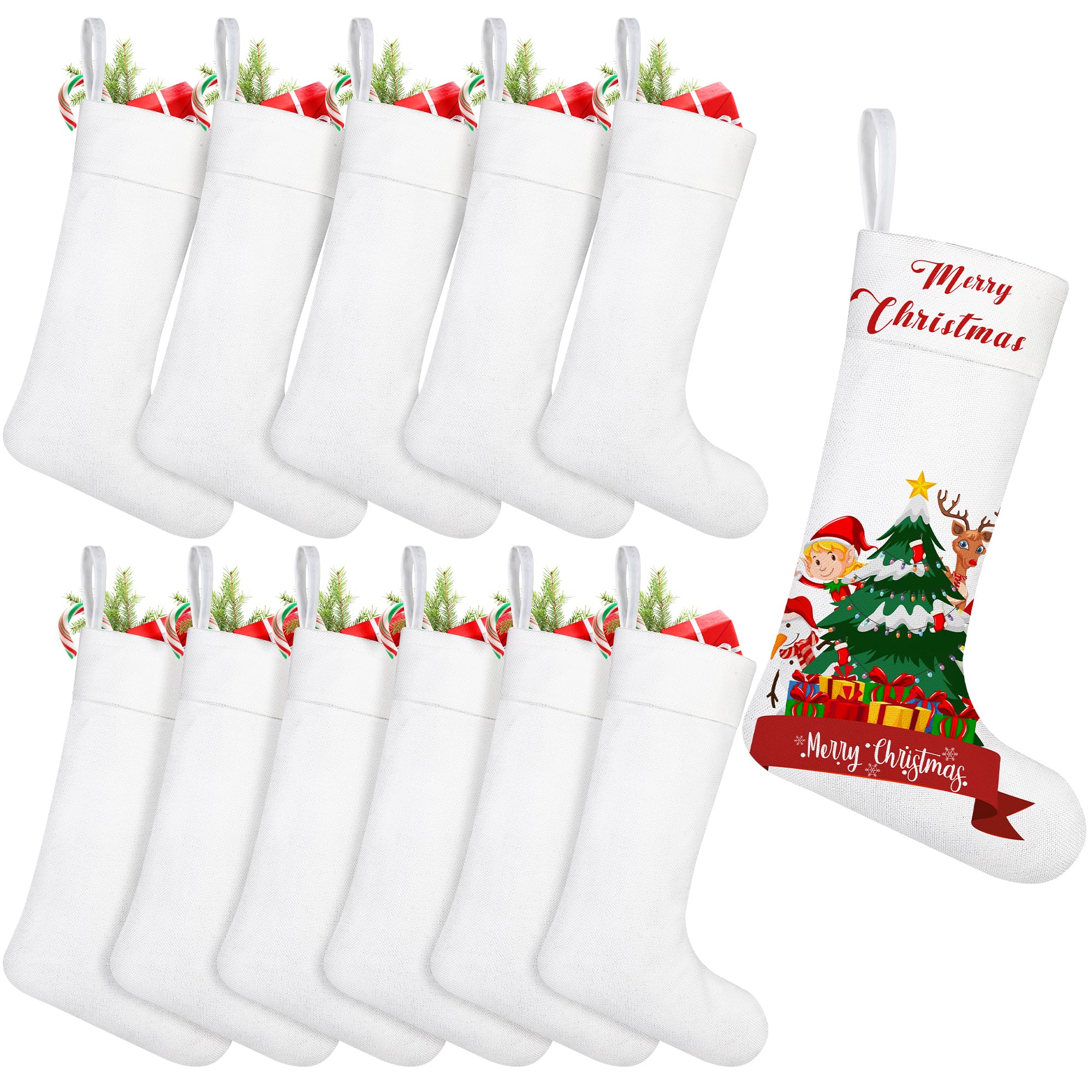 Amazon.com: Aodaer 12 Pieces Plain Christmas Sublimation Burlap ...