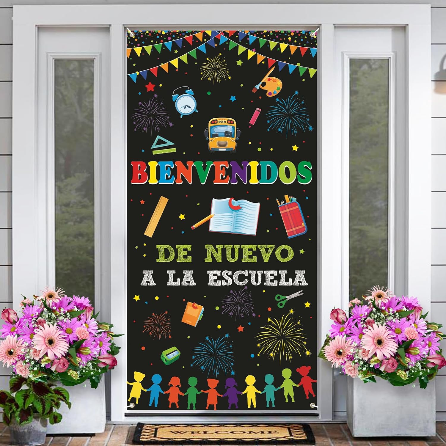 Amazon.com: Arosche Back to School Decorations Banner Door Cover 6x2.9 ...