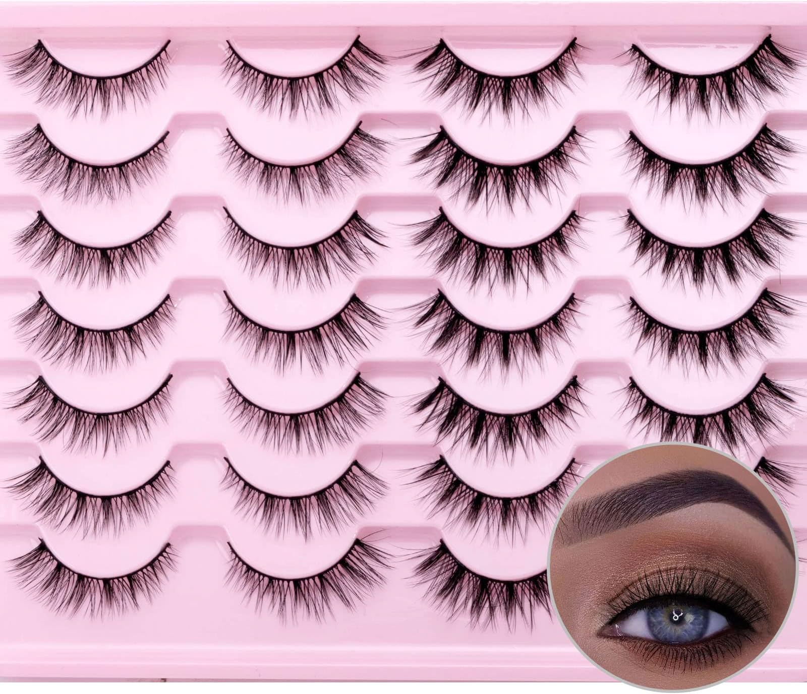 Amazon.com: EYELITE, Self Adhesive Eyelashes, 4 Pairs, 16pcs, No Glue ...