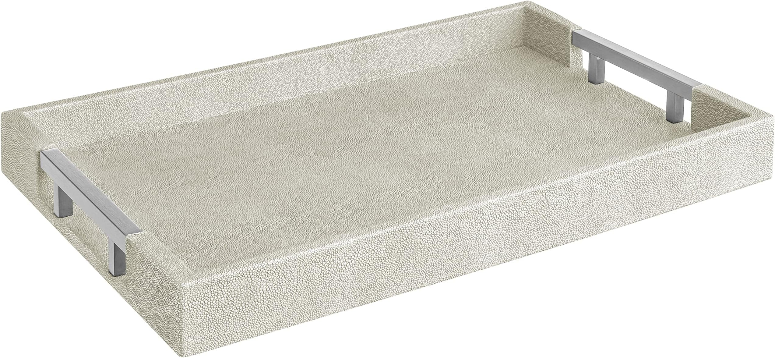 Amazon.com: Ivory Faux Shagreen Leather Decorative tray, Vanity tray ...