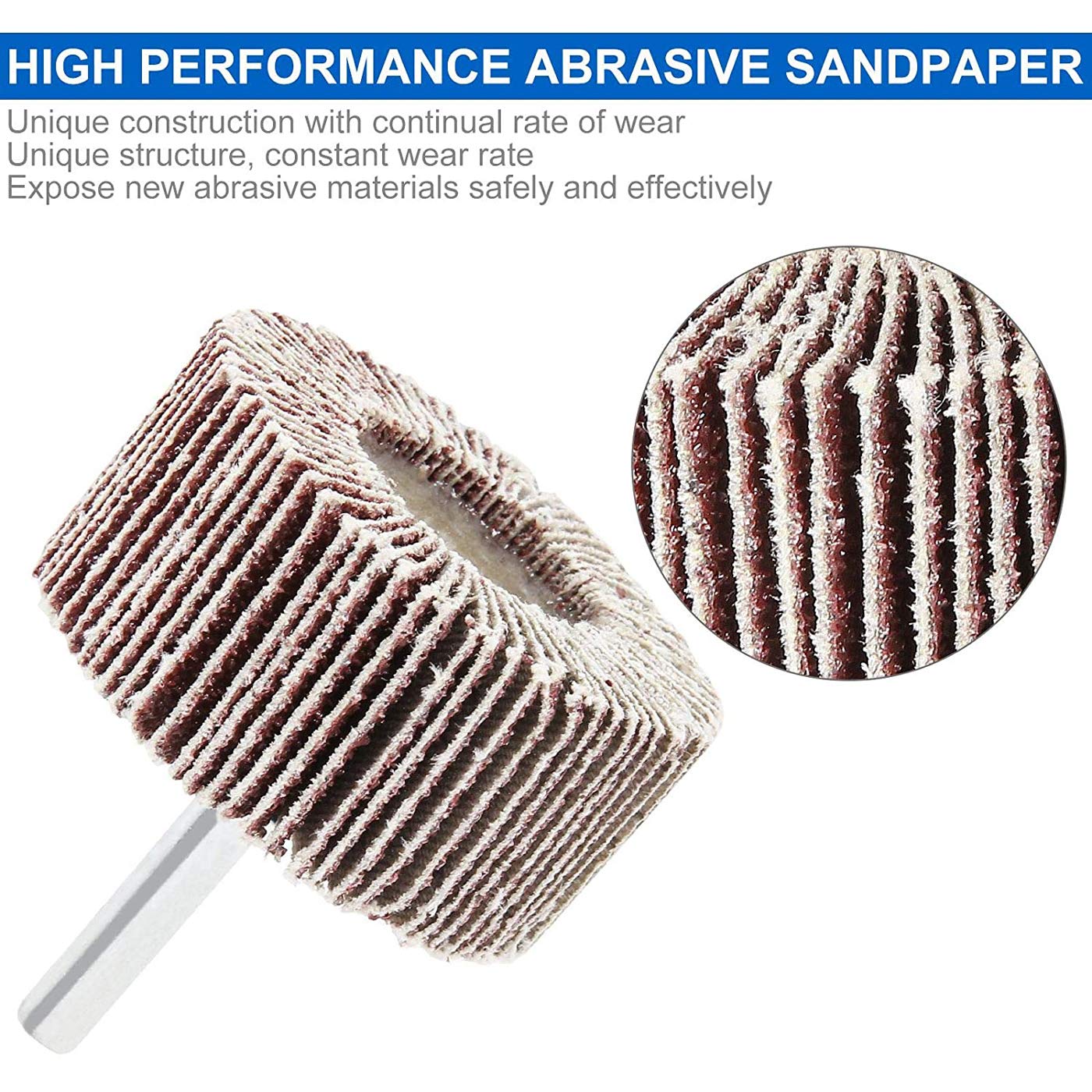 Snapklik.com : 50 Pack Abrasive Flap Wheel Sande,1" X 1" X 1/4" Shank ...