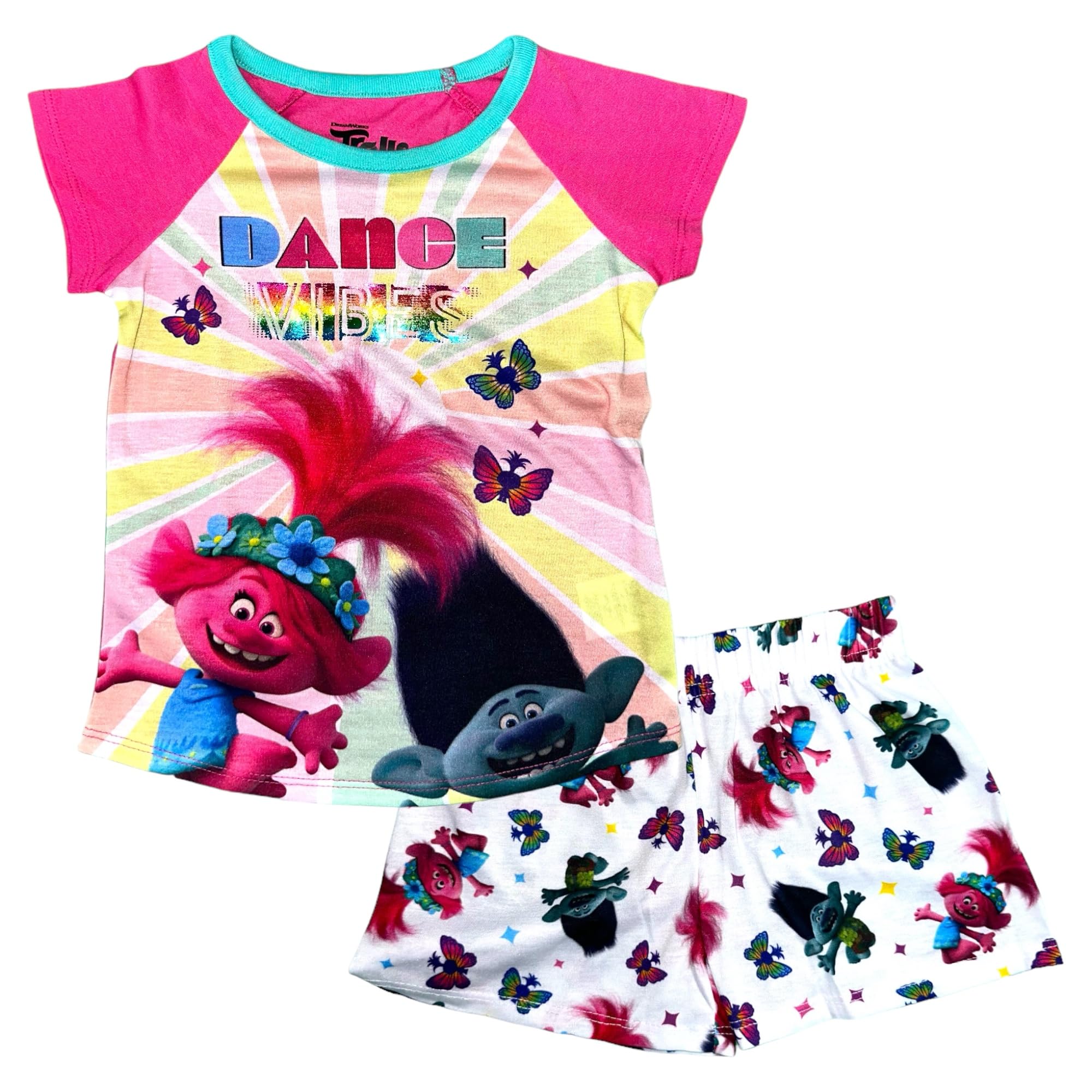 Snapklik.com : Trolls Soft Pajama Set For Girls - Crewneck Short Sleeve ...