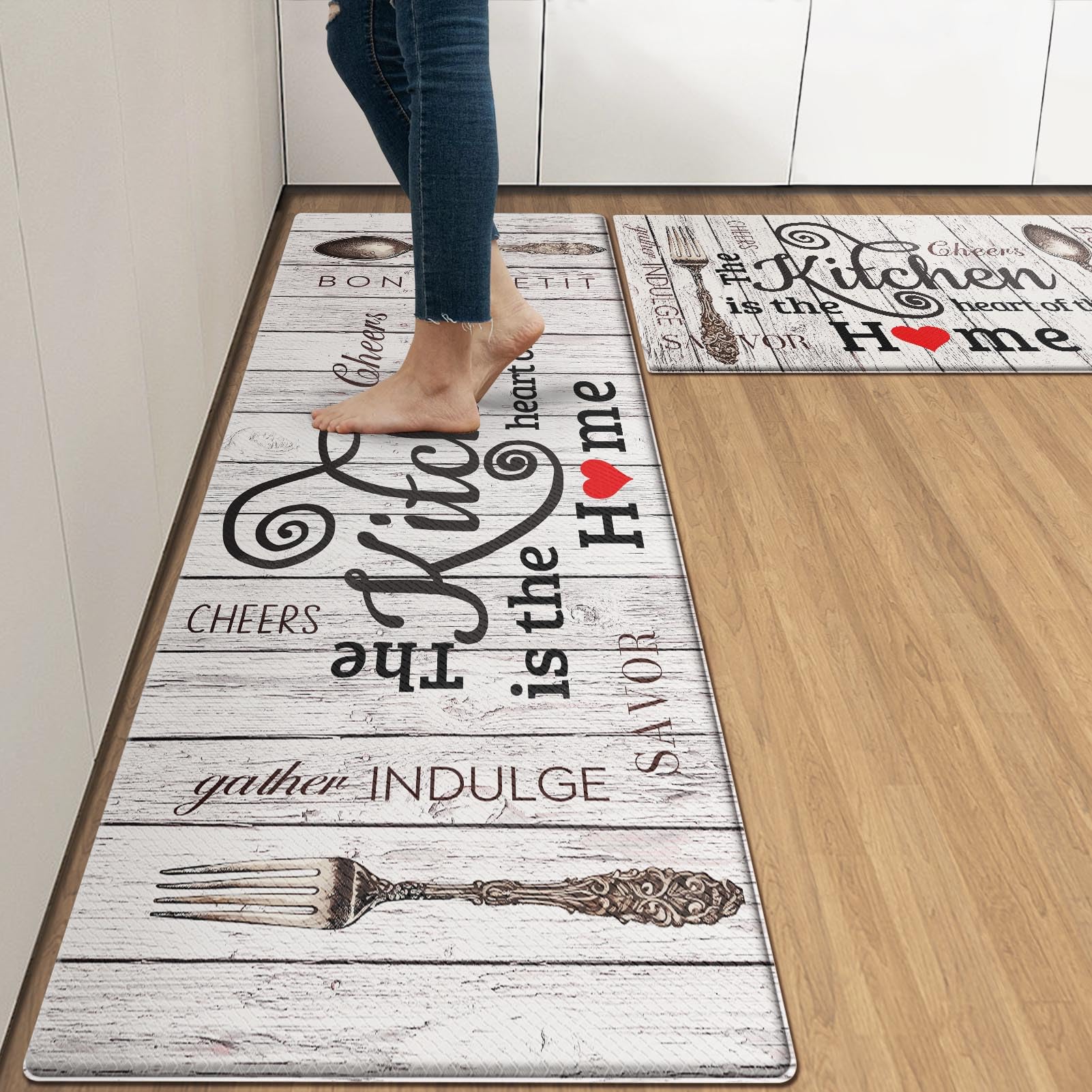 Amazon.com: Arttown Farmhouse Anti-Fatigue Kitchen Rug Set of 2 Heart ...