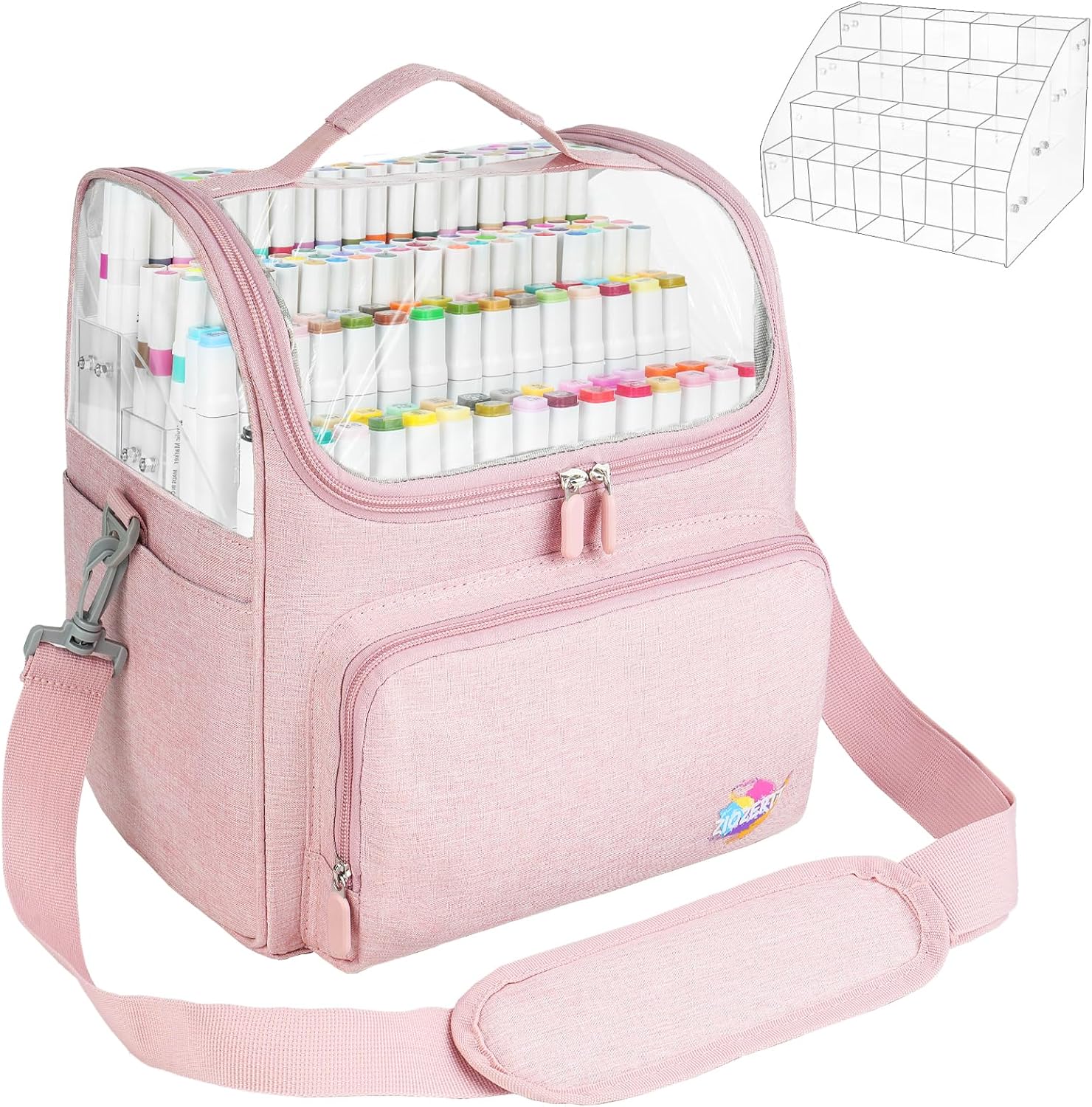 Amazon.com: ZIOZERTT Large Marker Organizer Case with Acrylic Marker ...