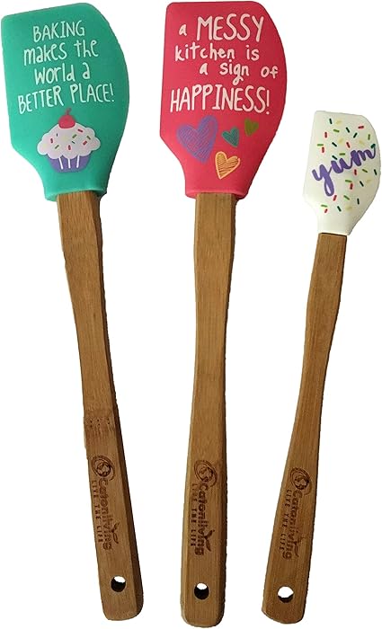 Amazon.com: Silicone Rubber Bamboo Handle Cake Spatula Gift Box Set ...