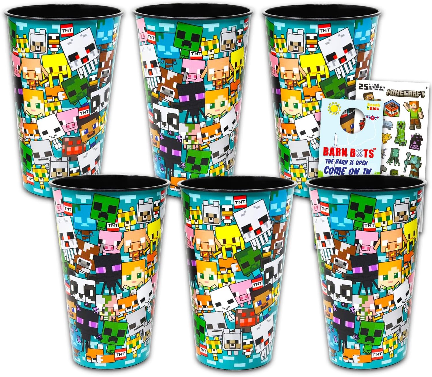 Amazon.com: Minecraft Reusable Tumbler Cup Pack - Video Game Party ...