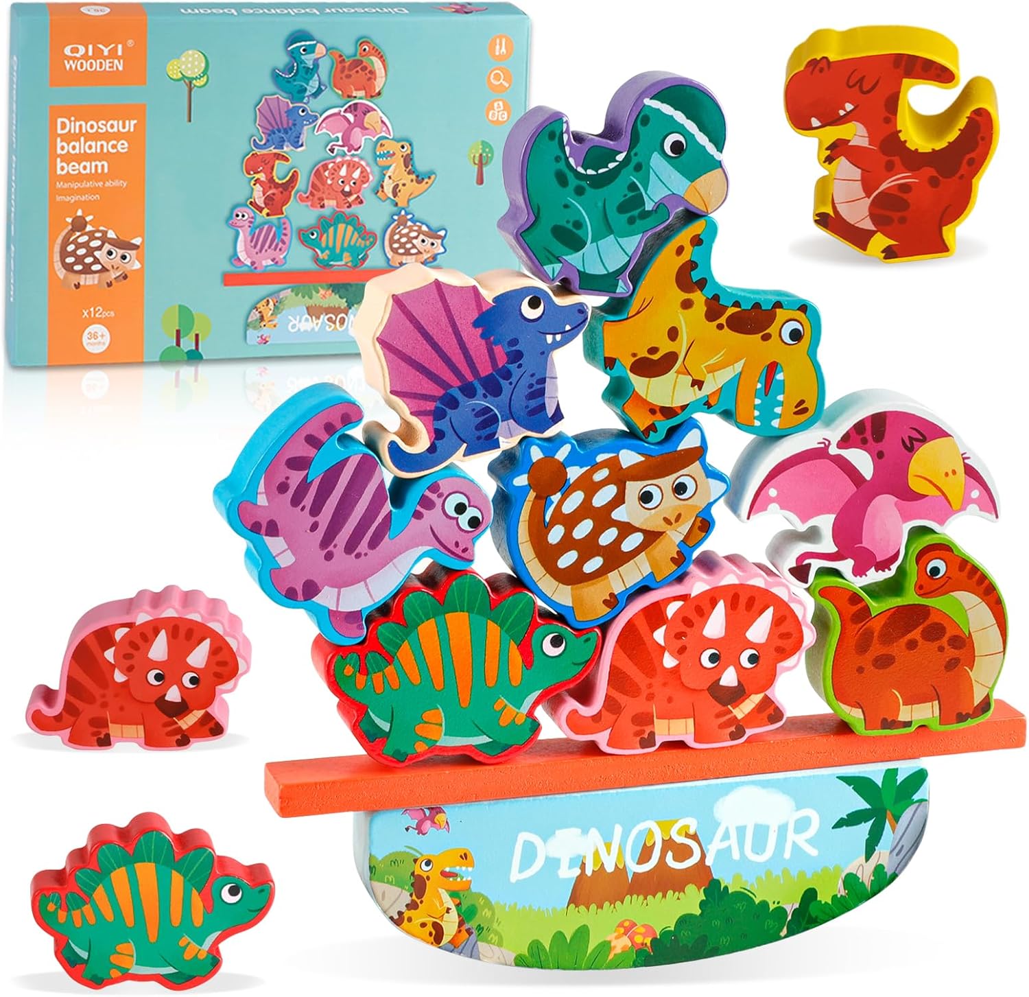 DesignBox Wooden Animal Stacking Toy, Building Blocks Montessori ...