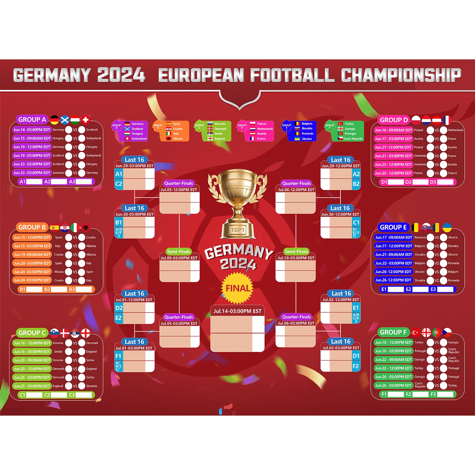 World Cup 2024 Schedule Wall Chart