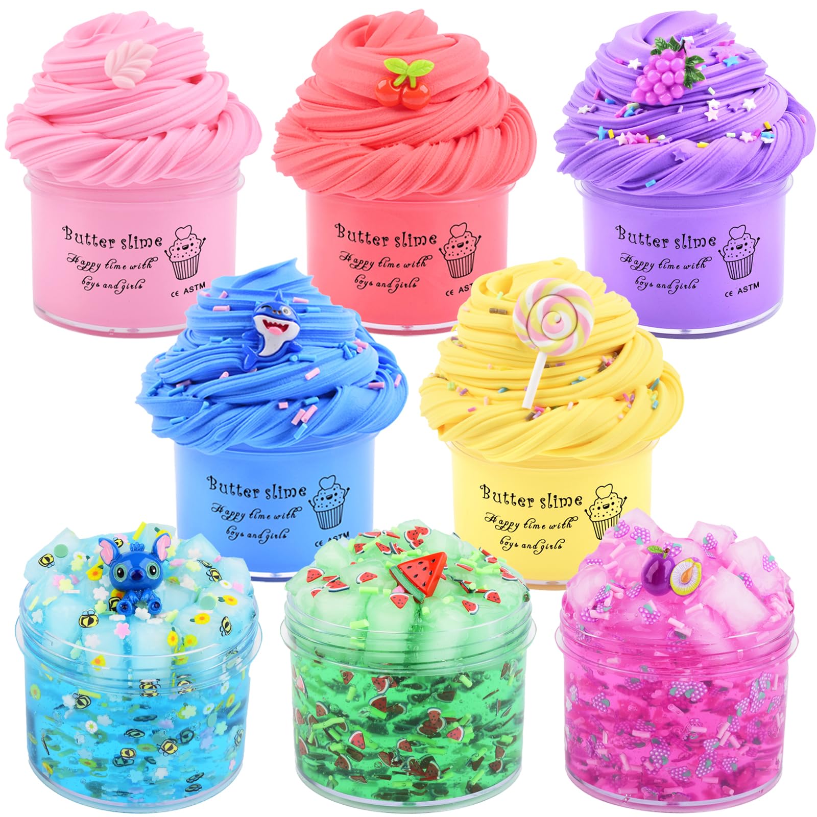 Amazon.com: 8 Pack Slime Kit, with 5 Butter Slime and 3 Jelly Cube ...