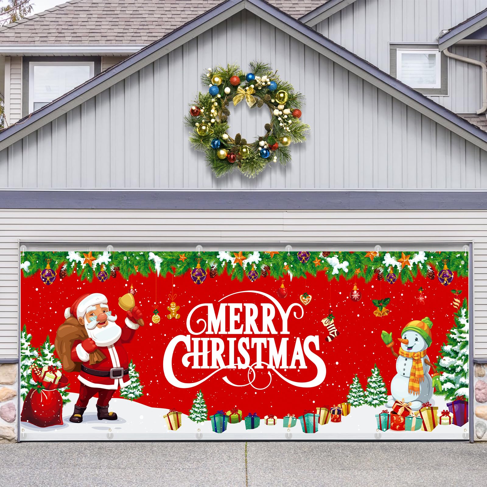 Amazon.com: Arosche Extra Large Christmas Garage Door Cover 6 * 16Ft ...