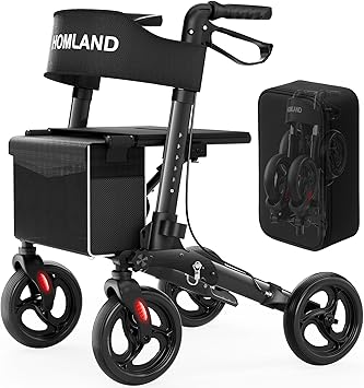 Amazon.com: HOMLAND Foldable Walkers for Seniors with Seat, Height ...