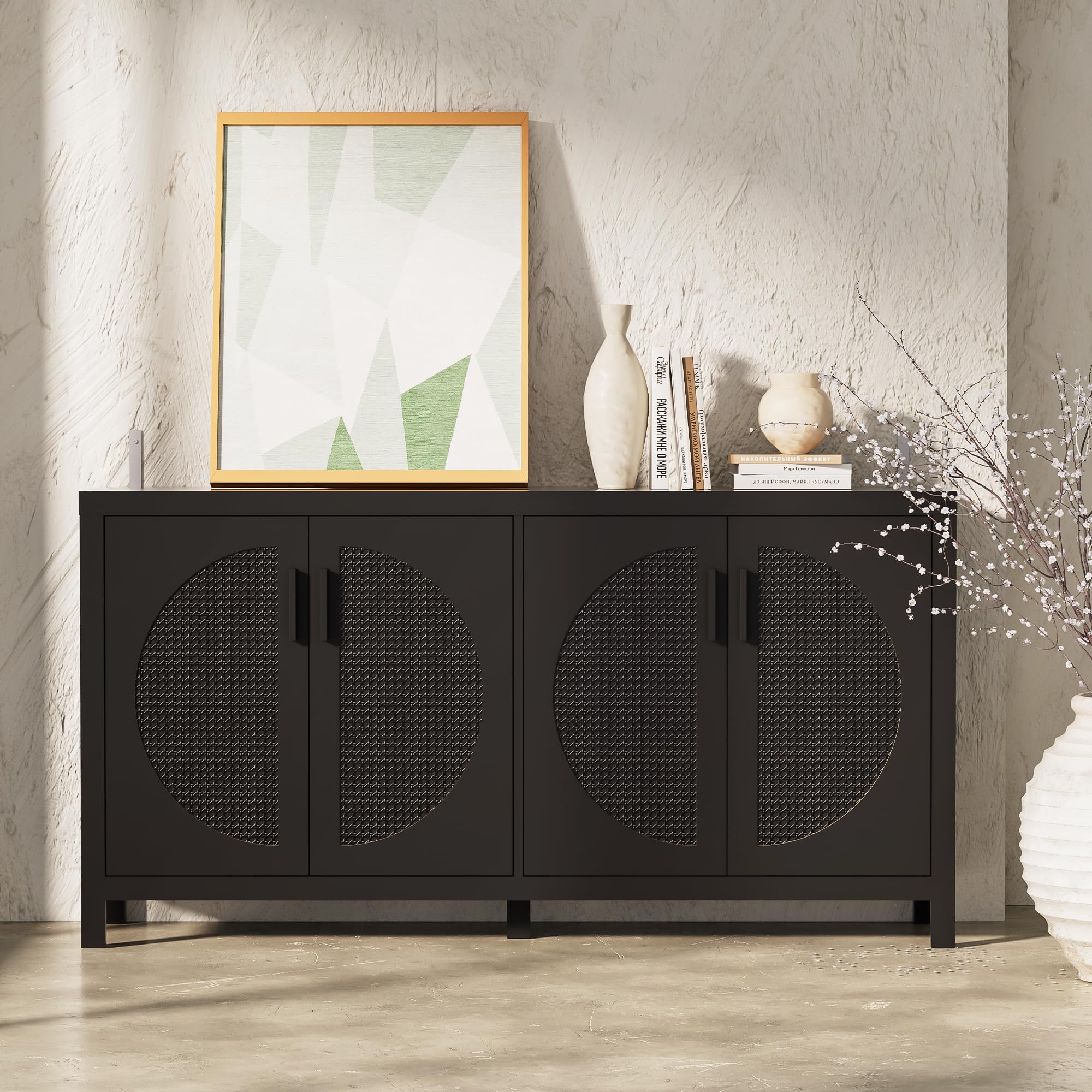 Amazon.com - LUMISOL Buffet Cabinet, Wood Sideboard with 4 Doors and ...