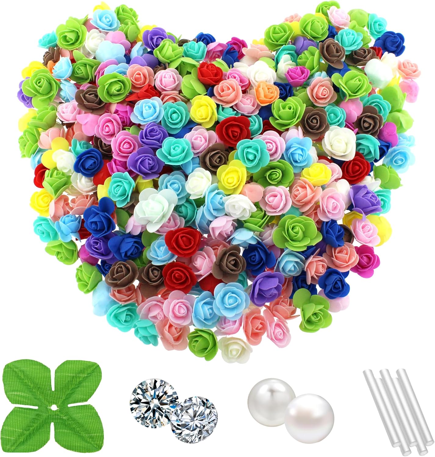 Amazon.com: Vignor 500 Pcs 1.4 Inch Mini Artificial Flowers Head Bulk 5 ...