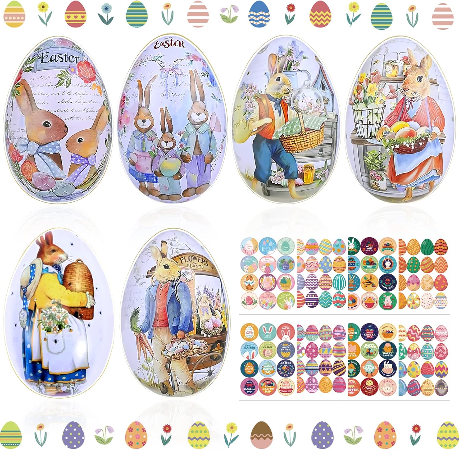 TOPJOWGA Boîtes à Biscuits de Pâques à Remplir, 6 Pièces œufs de Pâques ...