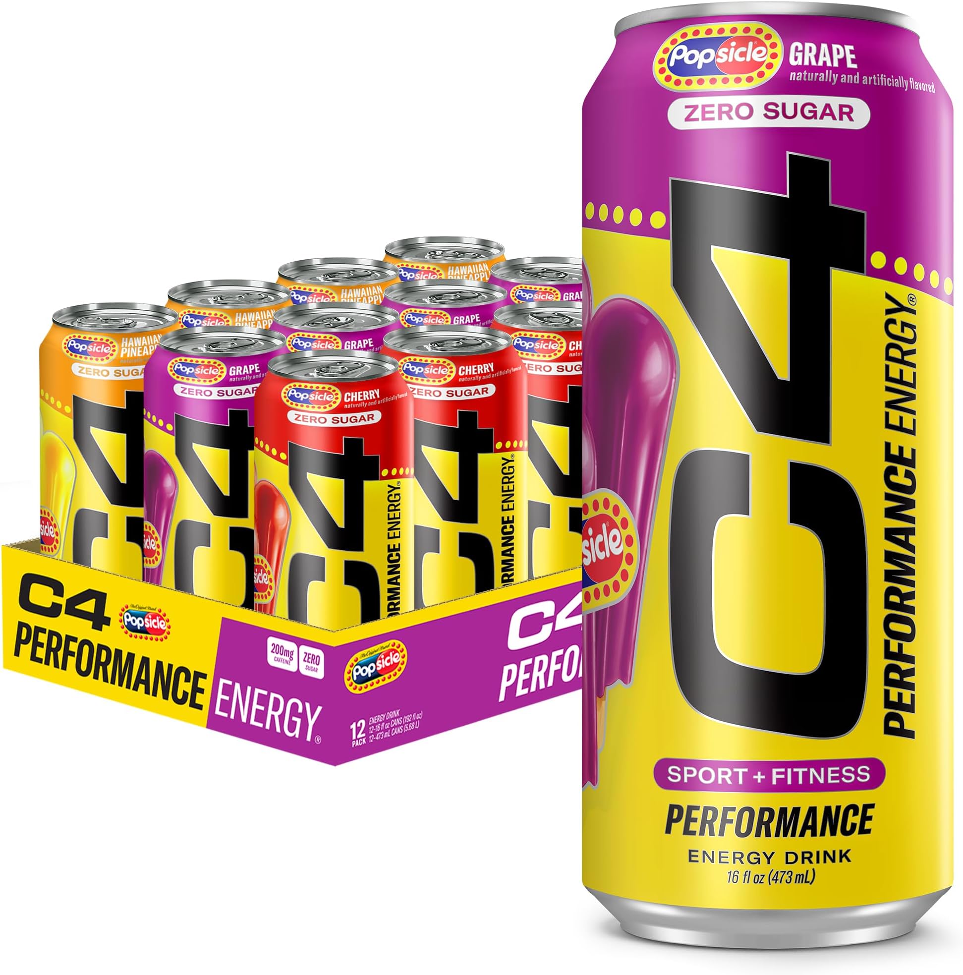 Amazon.com: C4 Energy Drink x Popsicle Variety Pack, Carbonated Sugar ...