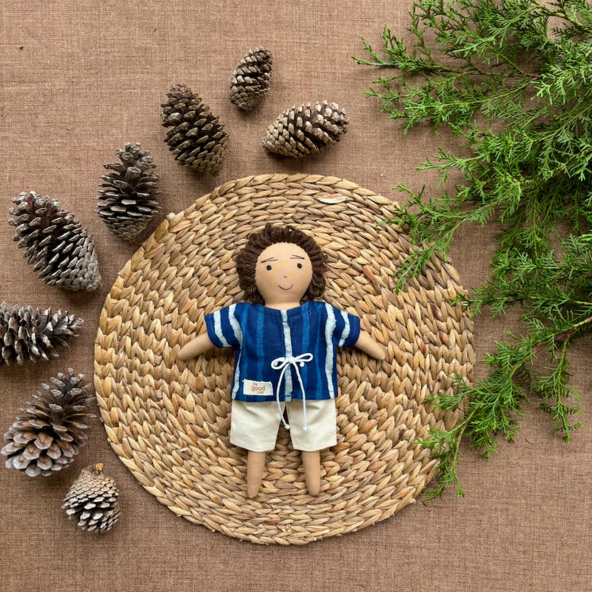 THE GOOD DOLL Handmade Cotton Fabric Gagan Single Doll Stuffed Plush ...