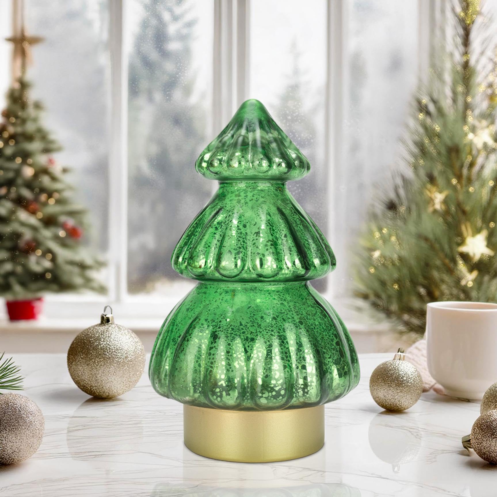 Amazon.com: ULAROOM Small Glass Christmas Tree Battery Operated Lamp ...