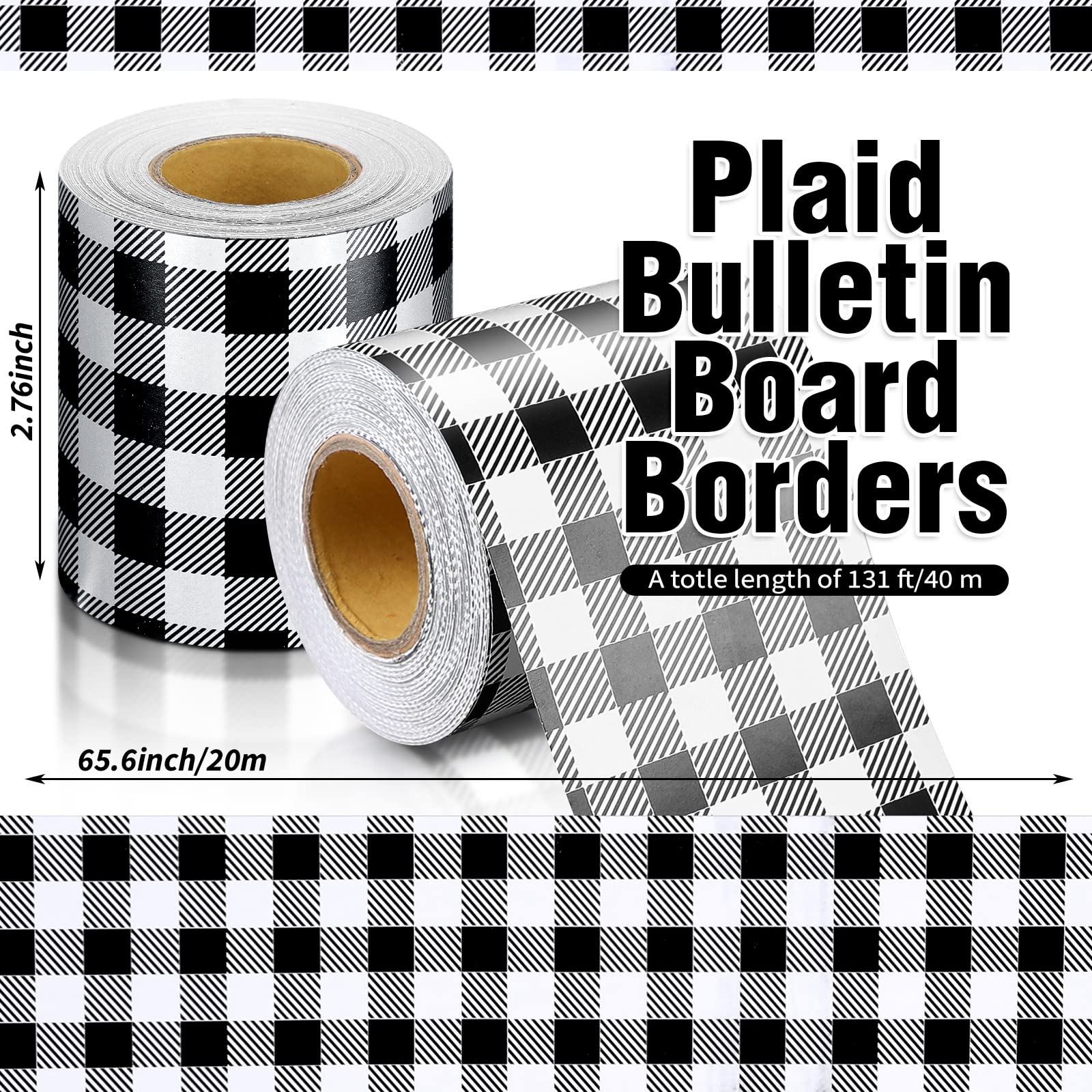 Snapklik.com : 2 Rolls 131 Ft Buffalo Plaid Bulletin Board Borders ...