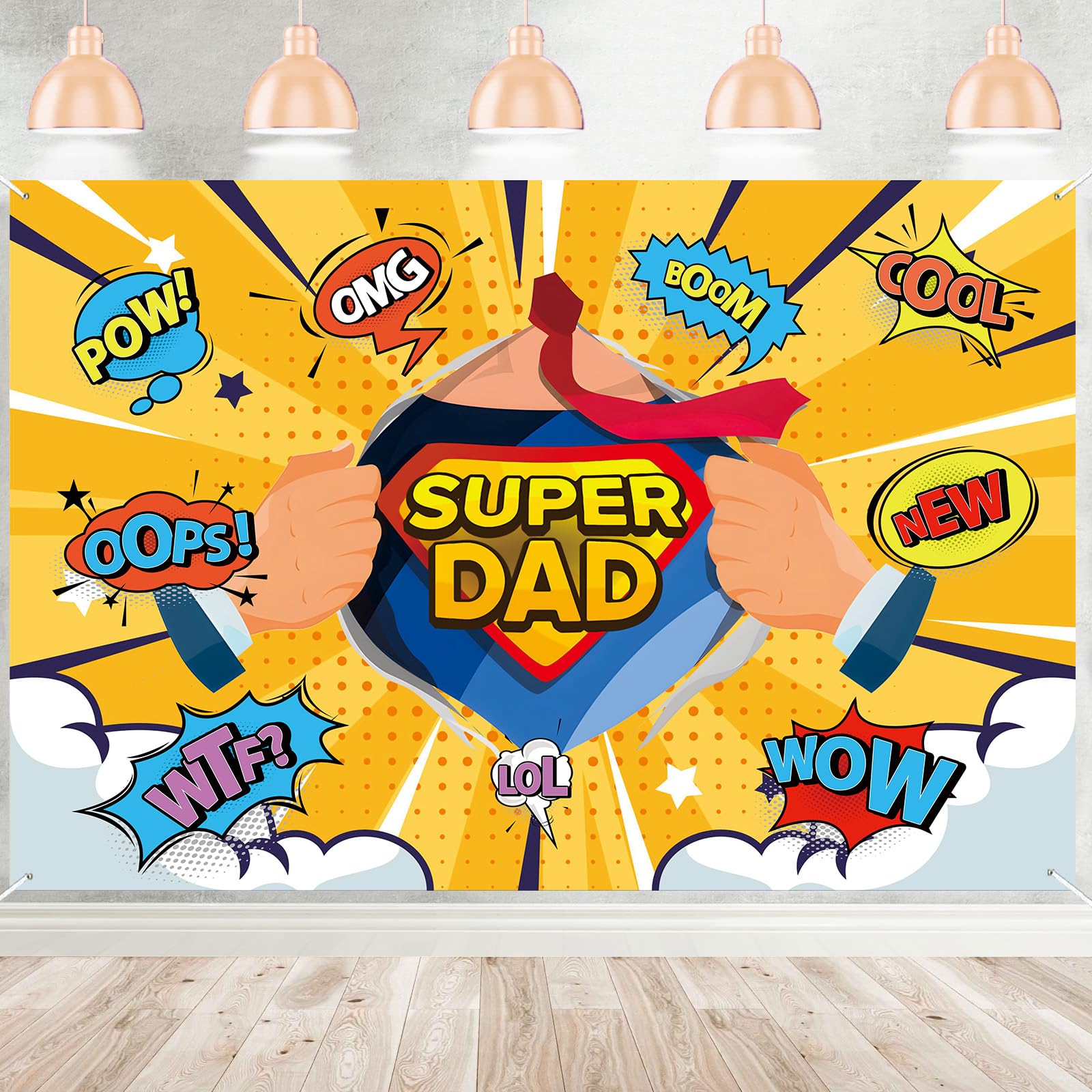 Amazon.com: Super Dad Banner Super Movie Heroes Backdrop Decorations ...