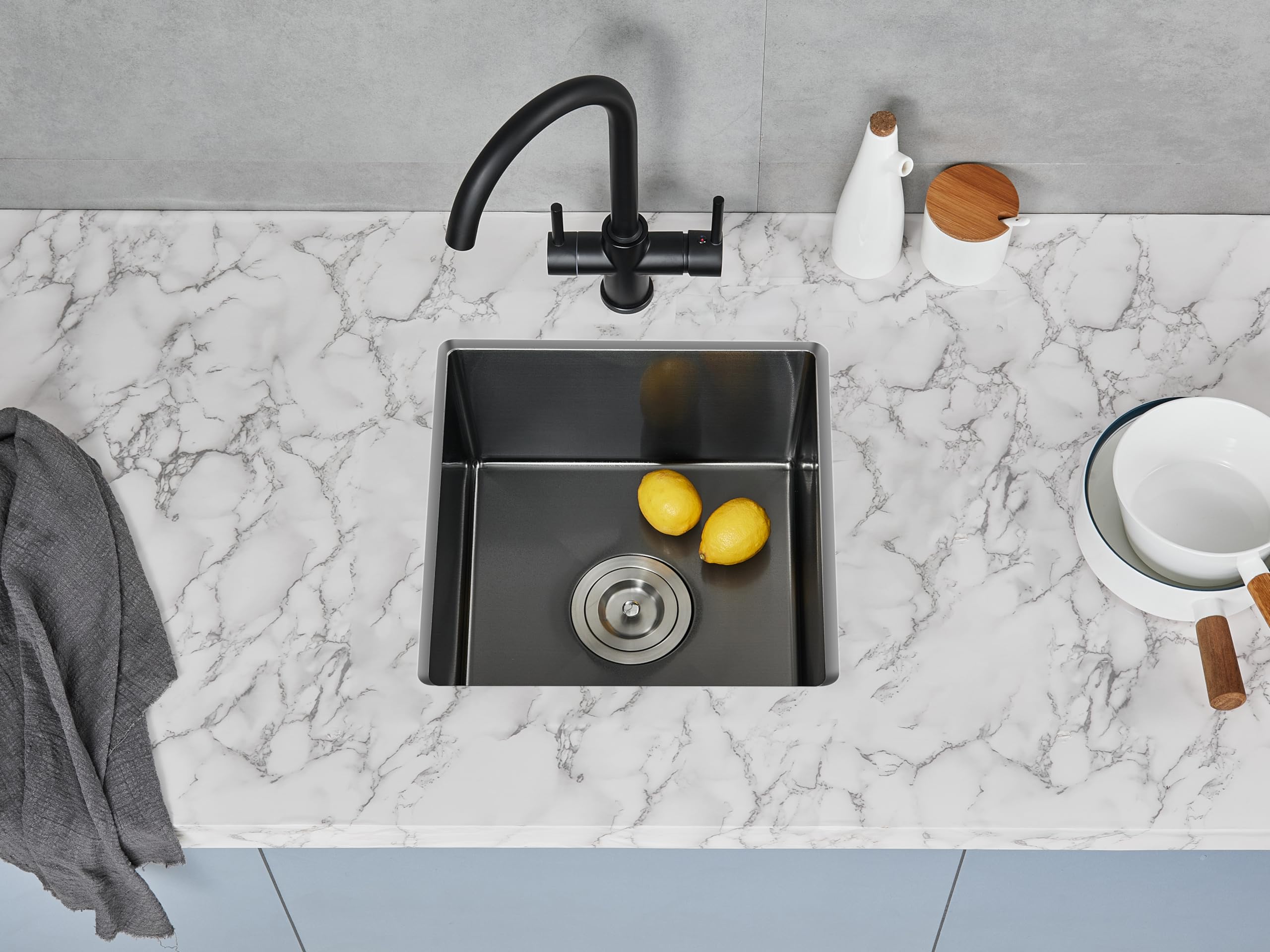 Amazon.com: POPFLY 15 Inch Bar Sink, Black Small 15×15 Inch Undermount ...