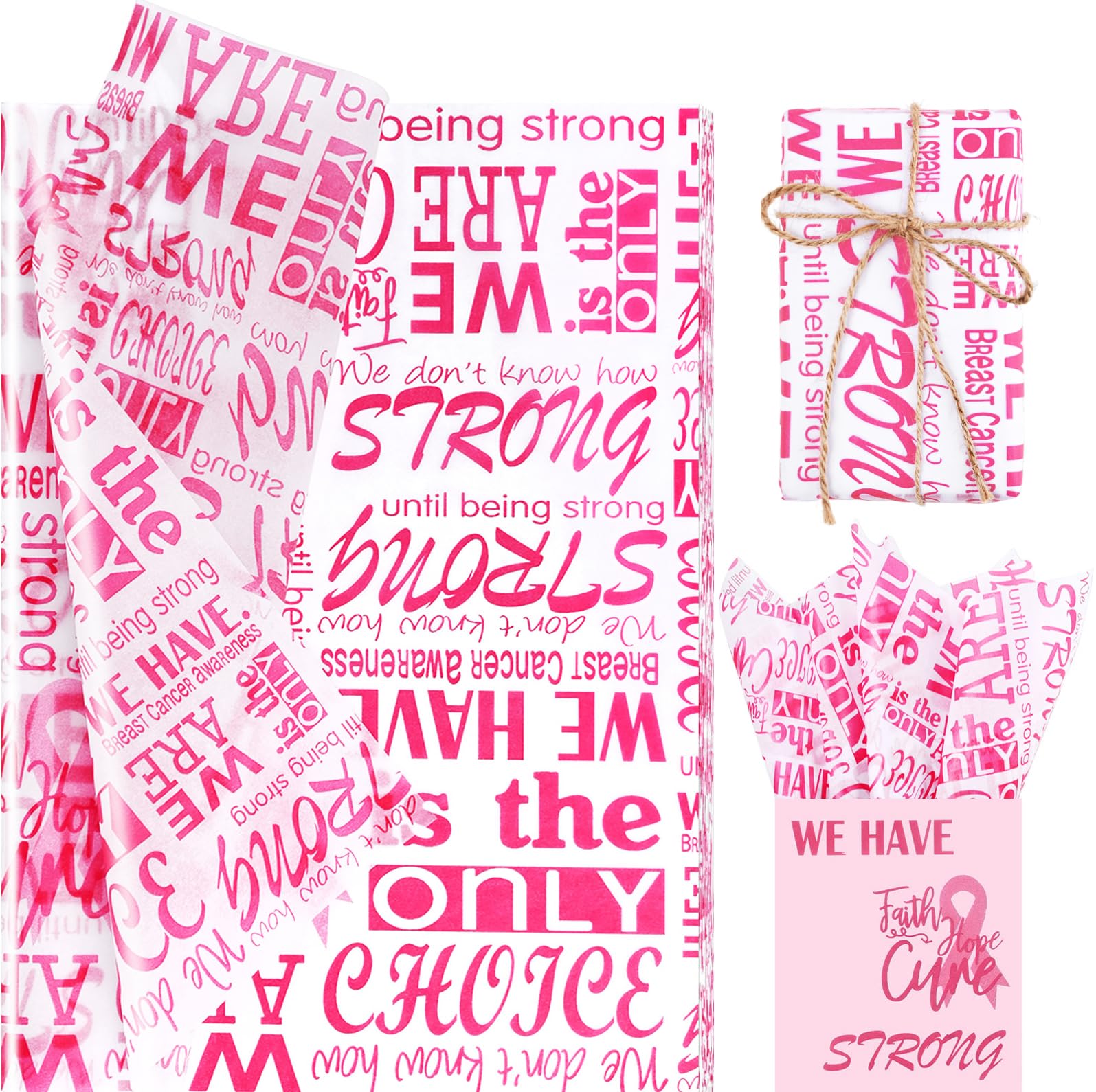 Amazon.com: 100 Sheets 20 * 14 Inches Breast Cancer Awareness Gift Wrap ...