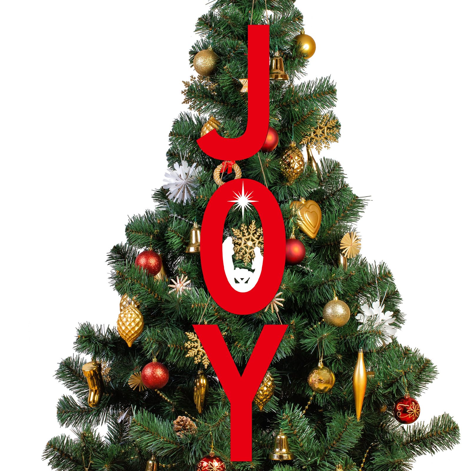 Glimin 3 Pcs 14 Inch Joy Christmas Tree Ornament Rustic Wood Joy for ...